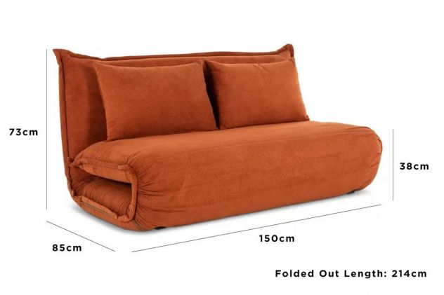 Divano letto Maisons du Monde – Velluto a coste arancione - Annunci Roma