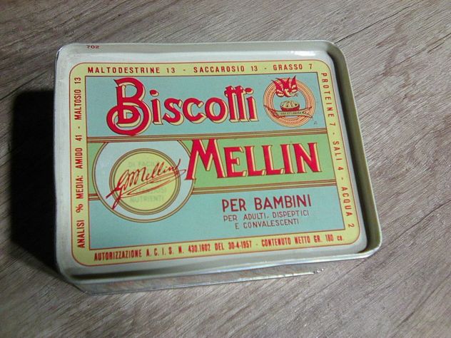 Scatola in latta vintage "Biscotti Mellin" - Annunci Catania