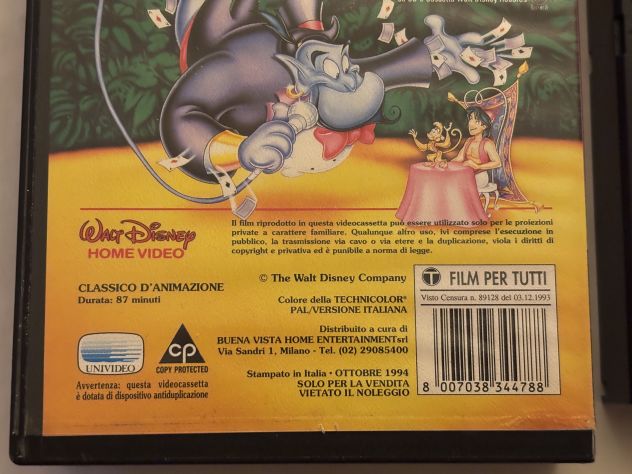VIDEOCASSETTA COME NUOVA,RARA,COMPLETA:”ALADDIN”(1994) 1’EDIZIONE ...